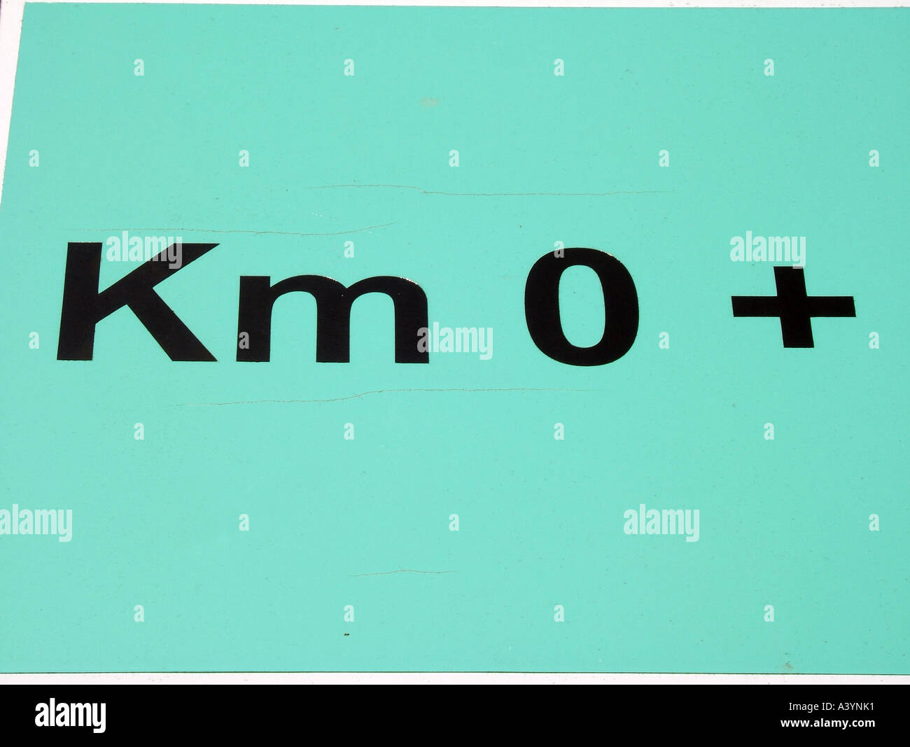 zero kilometres on road sign Stock Photo - Alamy