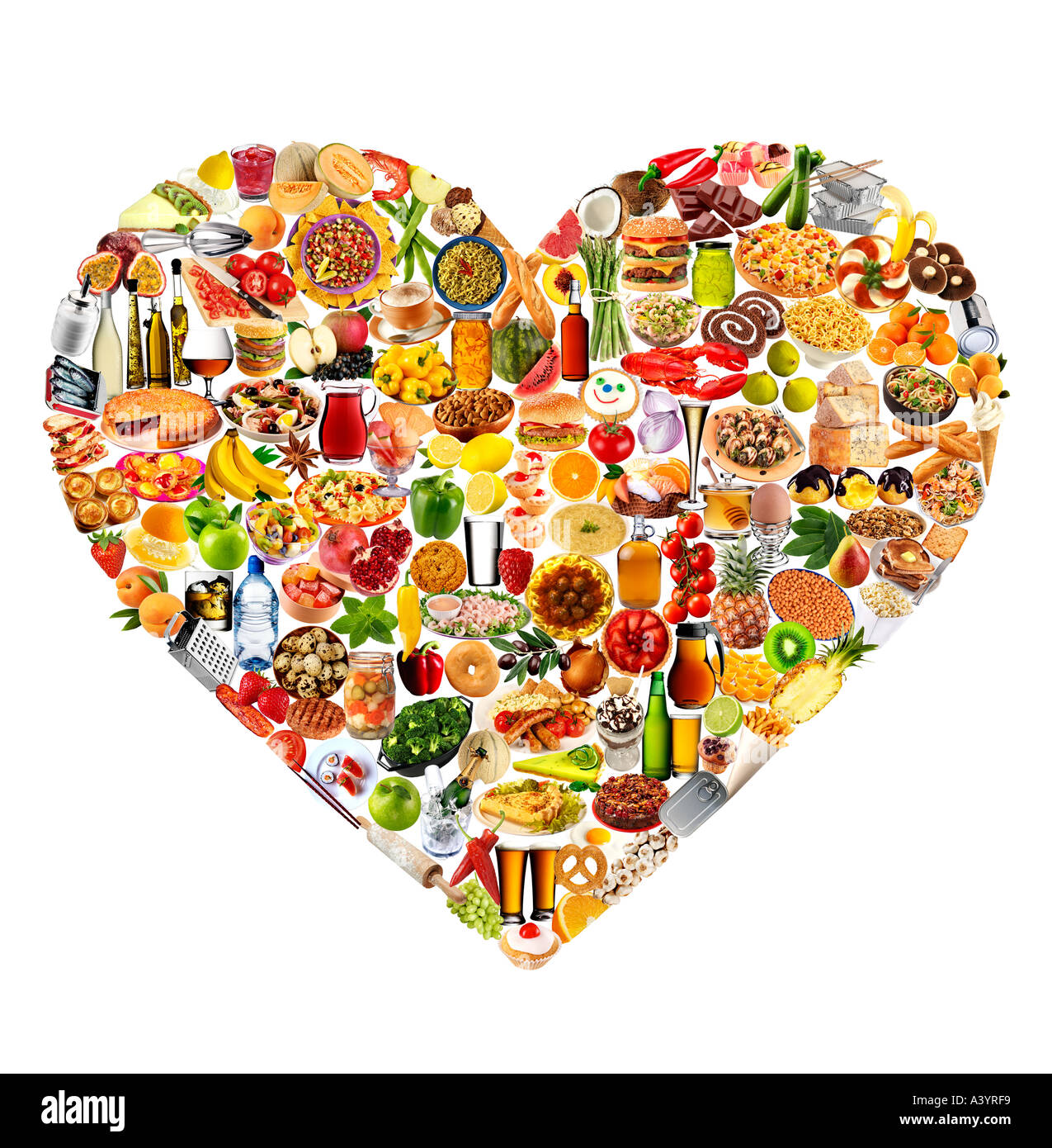 FOOD HEART ON WHITE Stock Photo - Alamy