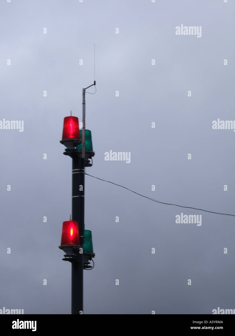 sea port entry warning lights Stock Photo - Alamy