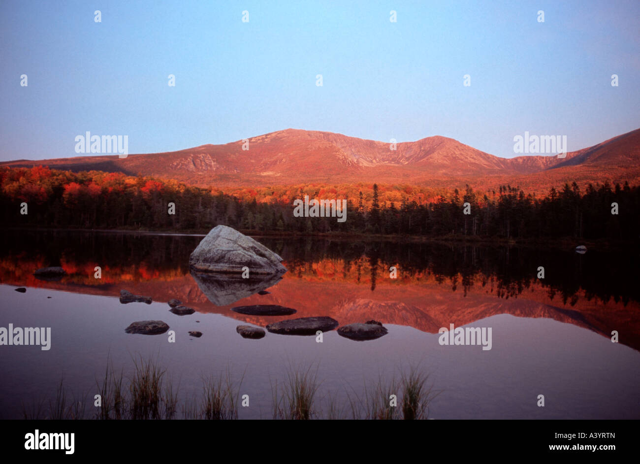 lake in morning atmosphere, USA, Maine, Baxter State Park Stock Photo ...