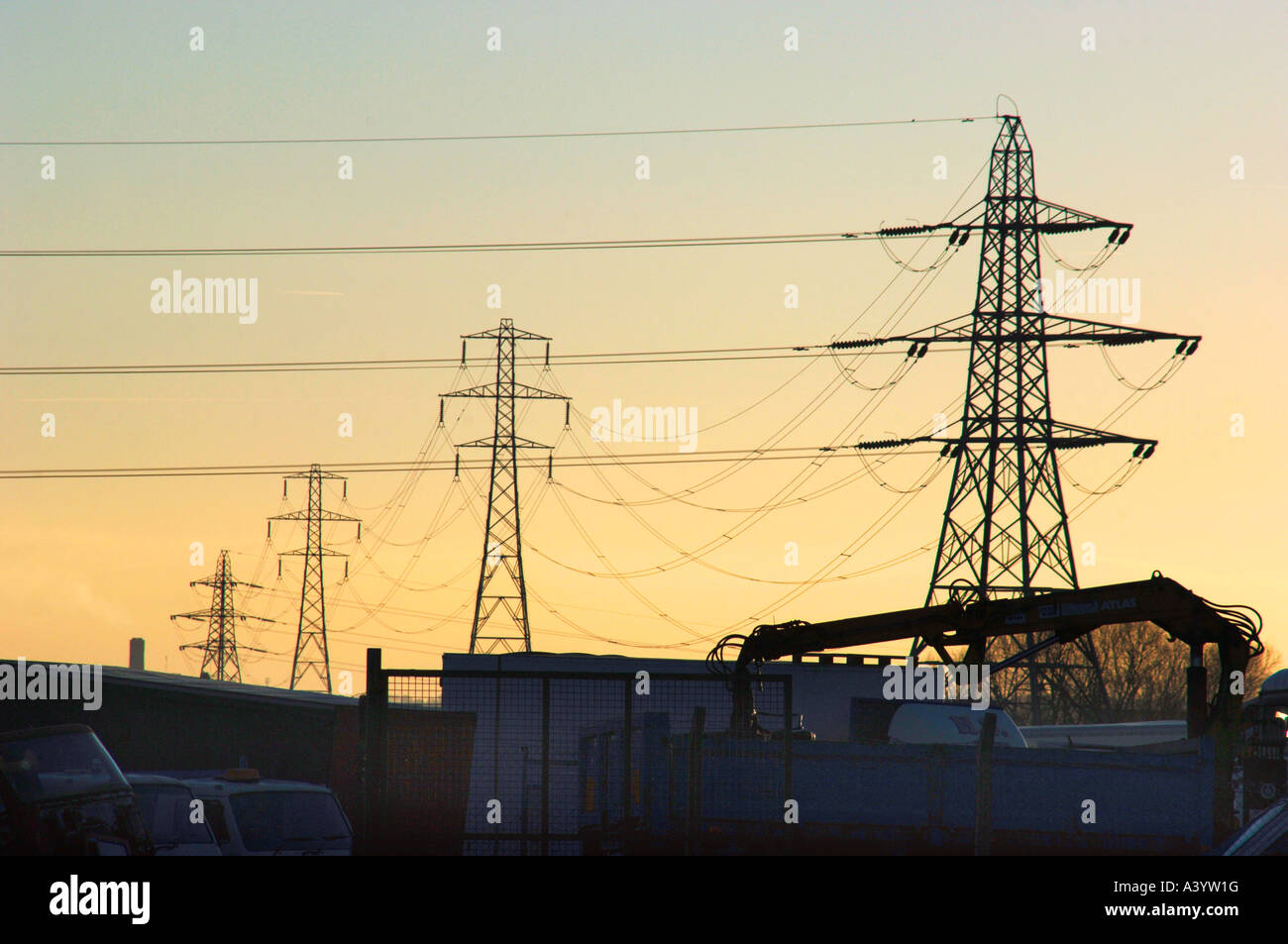 An Infinite Line Of Pylons Stock Photo - Alamy