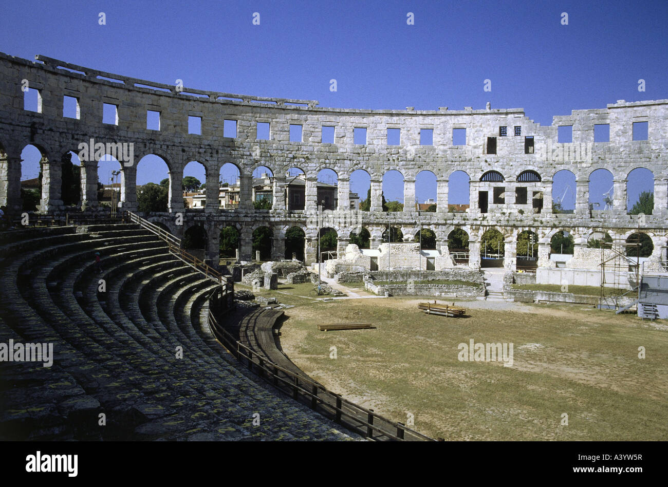 travel /geography, Croatia, Pula, amphitheatre, interior view, view ...