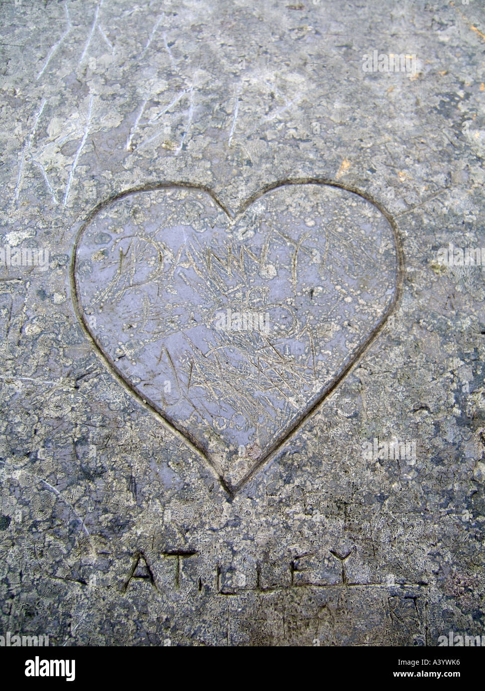 heart carved into old slate slab Stock Photo - Alamy