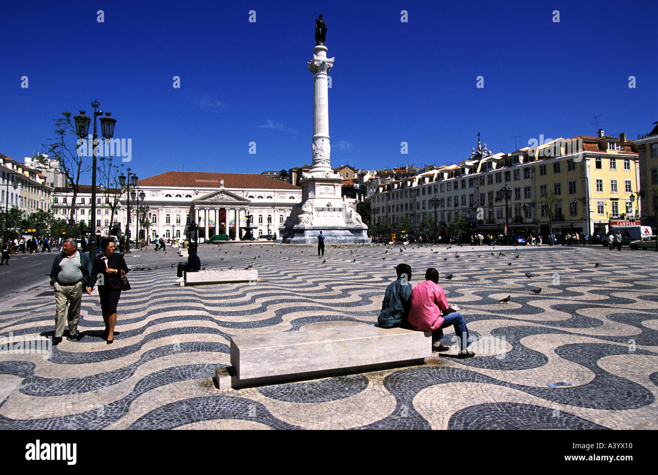 Rossio one of three main squares in Lisbon Portugal Stock Photo - Alamy