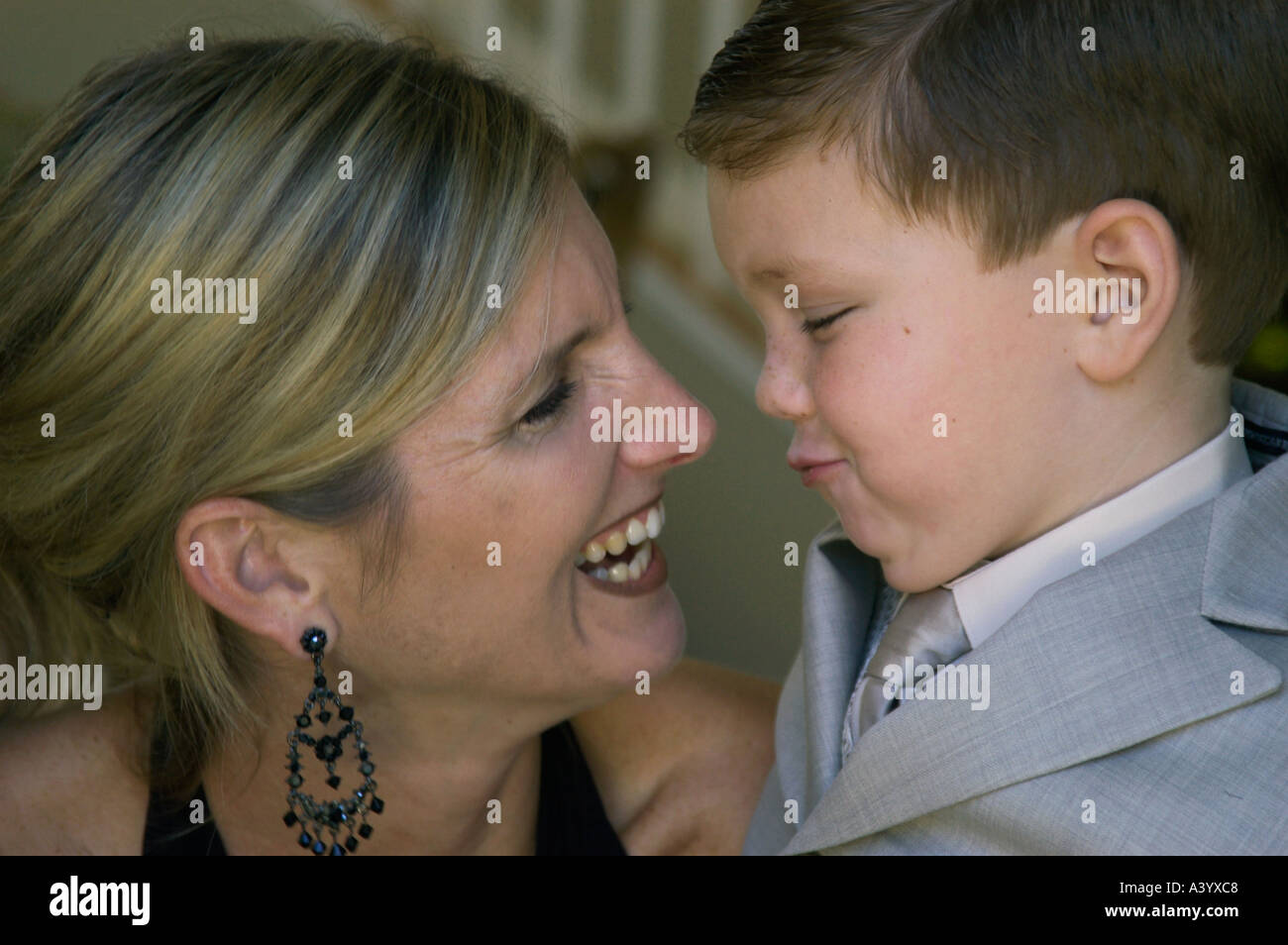mother and son smiling Stock Photo - Alamy