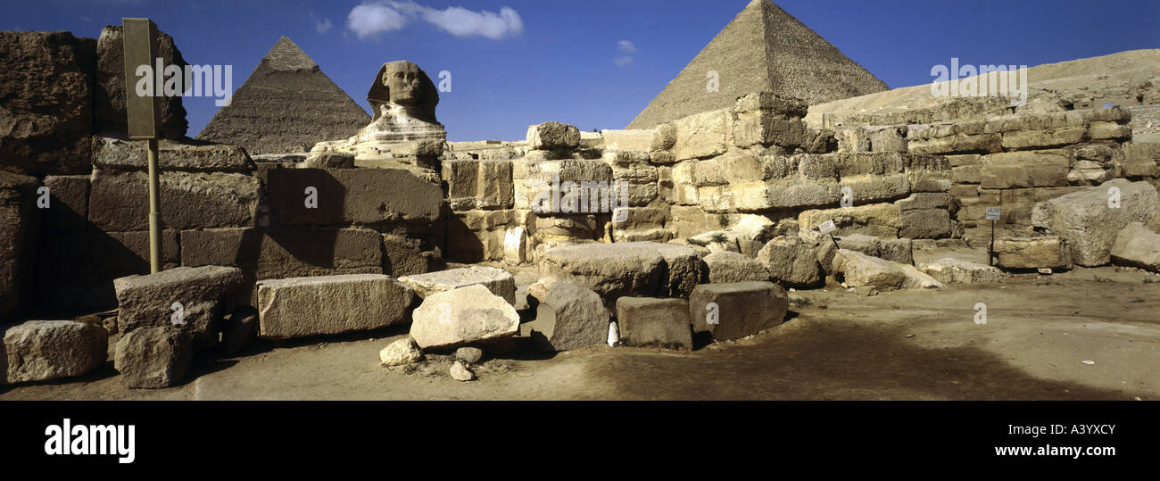 travel /geography, Egypt, Giza, great sphinx and pyramids of Khafre and ...