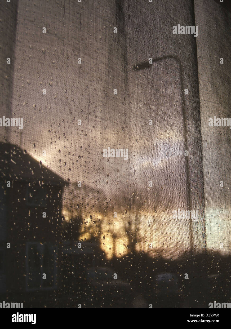 rainy view through wet window Stock Photo - Alamy