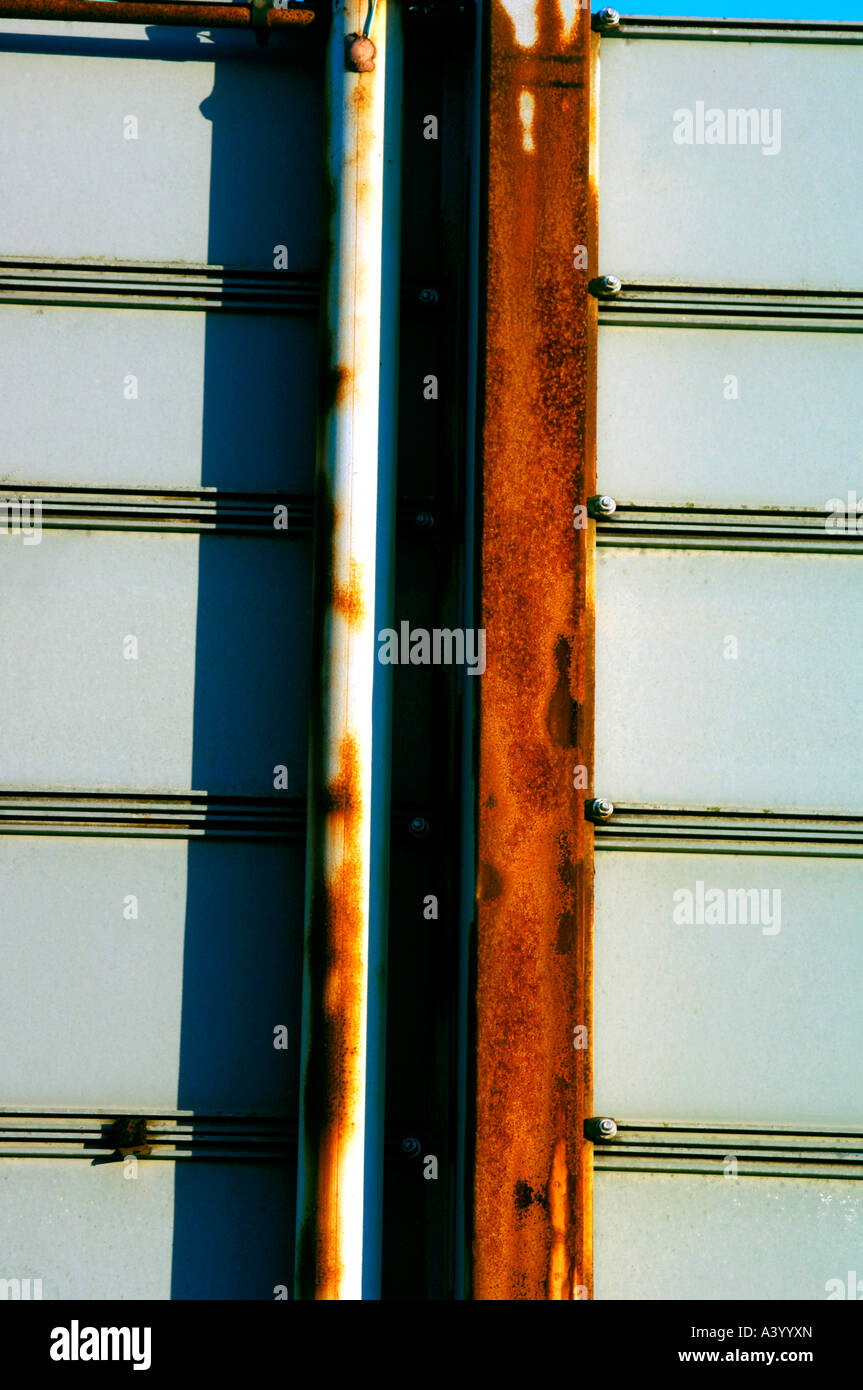 Rusting Metal On The Back Of A Large Road Sign Stock Photo - Alamy