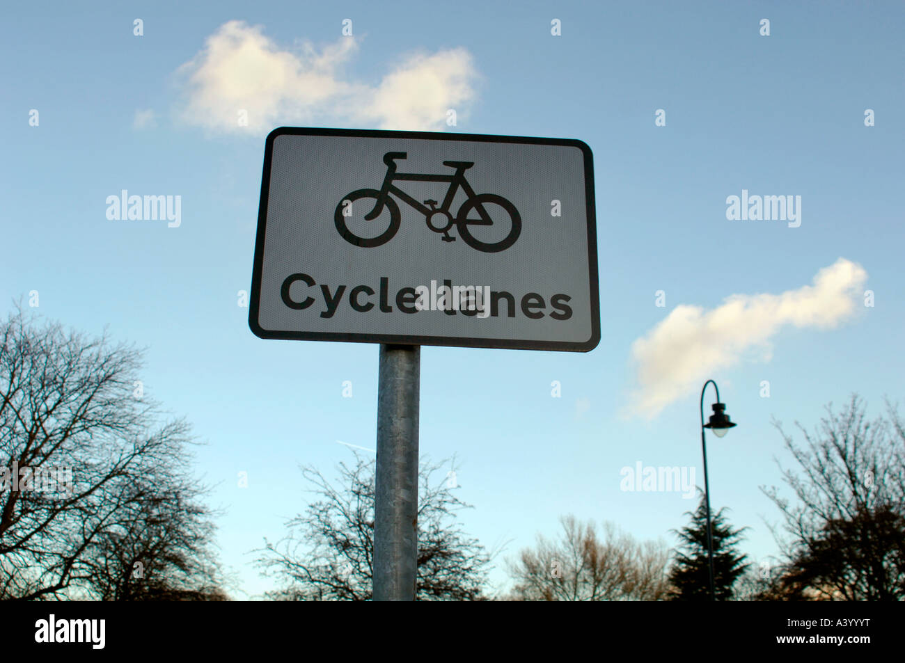 Outside Sign Indicating Cycle Lanes Stock Photo - Alamy