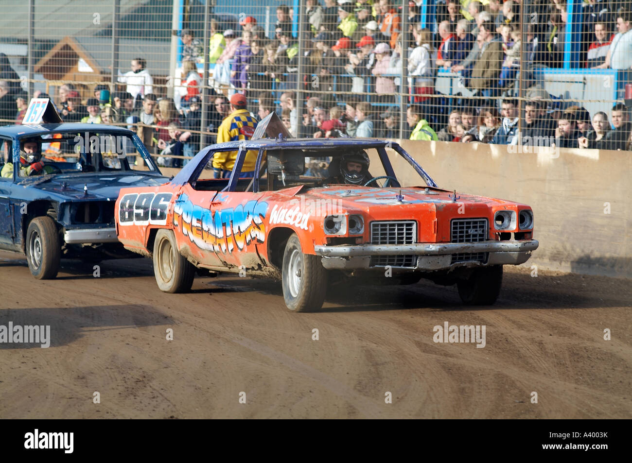 oldsmobile, classic, car, being, banger, raced, big, car Stock Photo ...