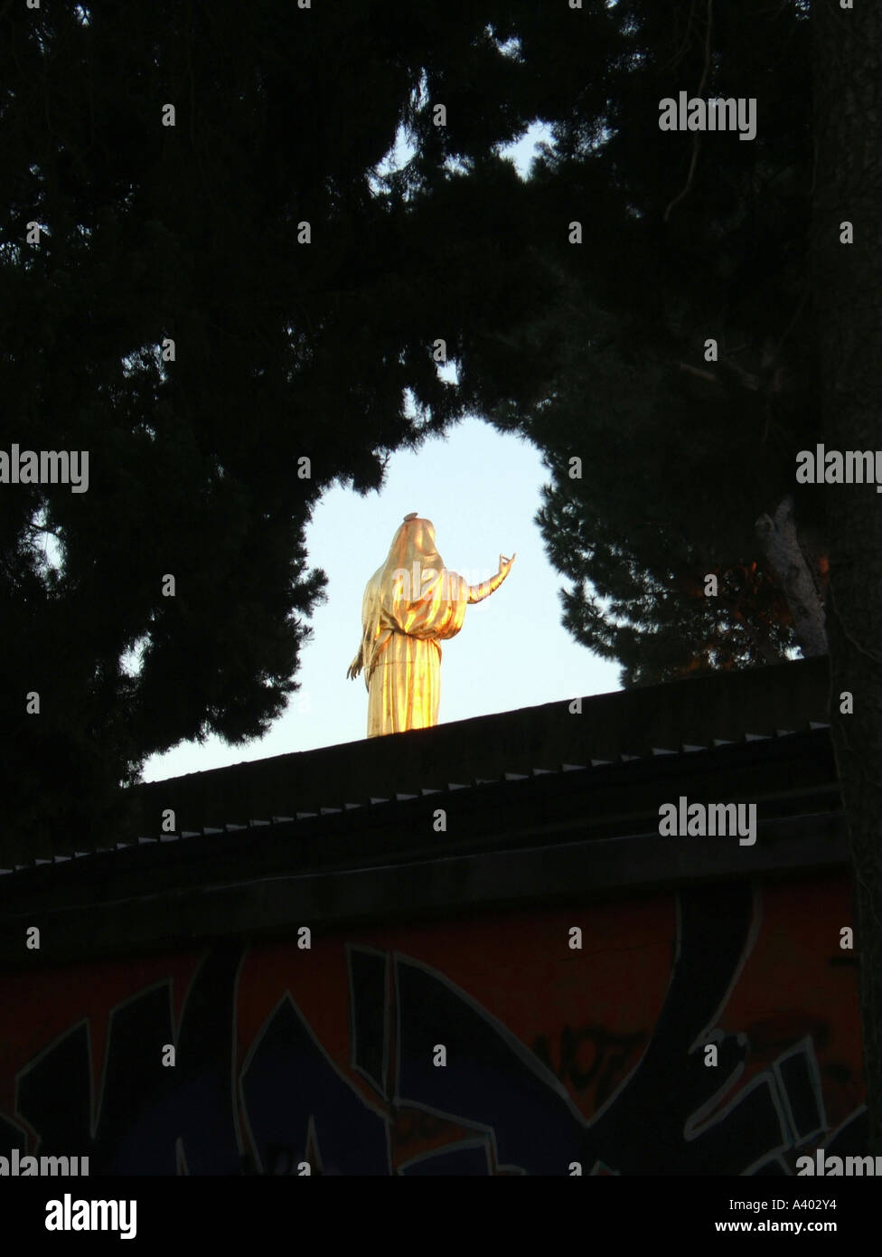 golden madonna statue in monte mario, rome Stock Photo - Alamy