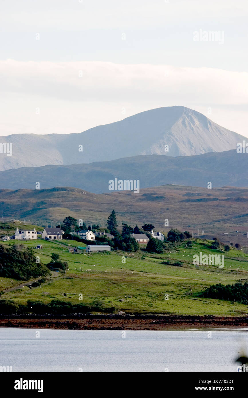 Remote Scottish village on Skye overlooking an inland loch Stock Photo ...