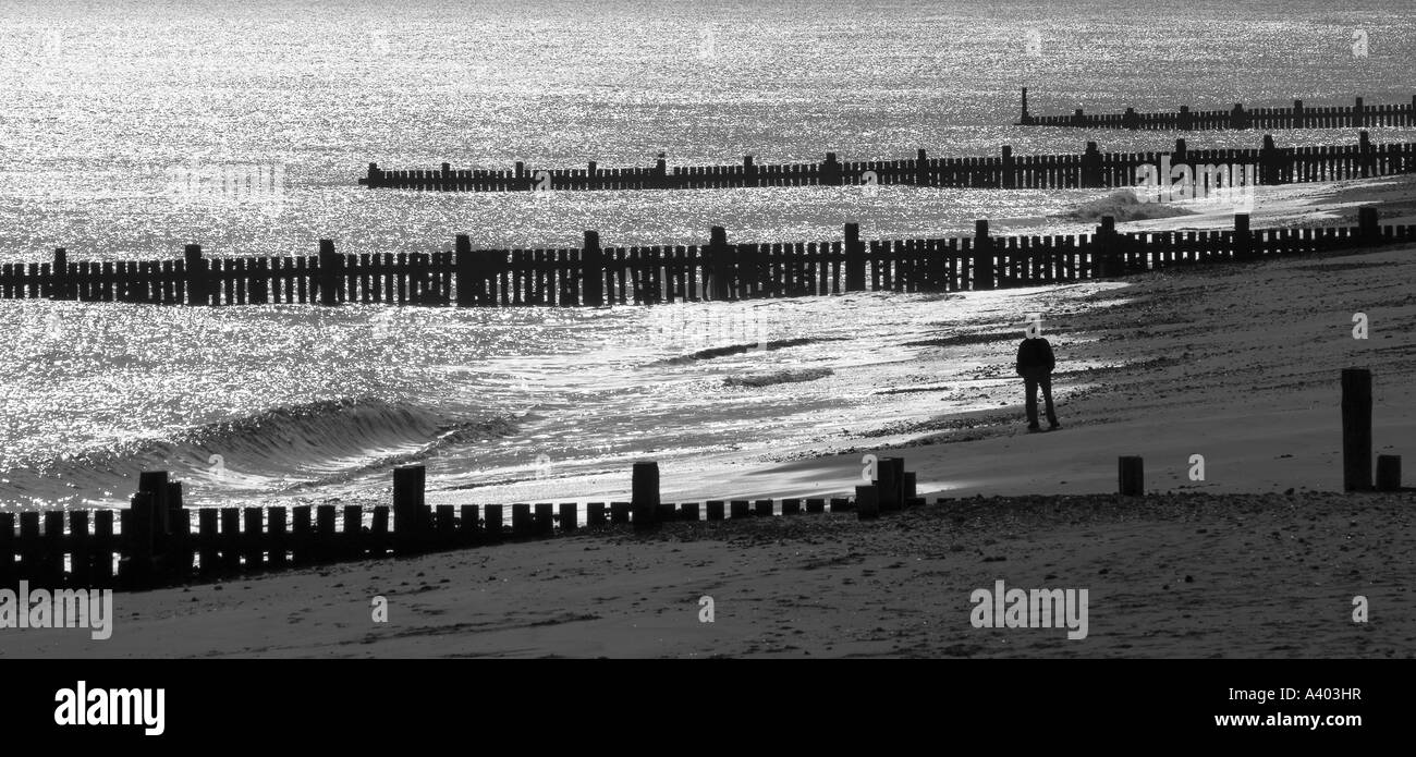 North Norfolk beach showing sea breakers Stock Photo - Alamy