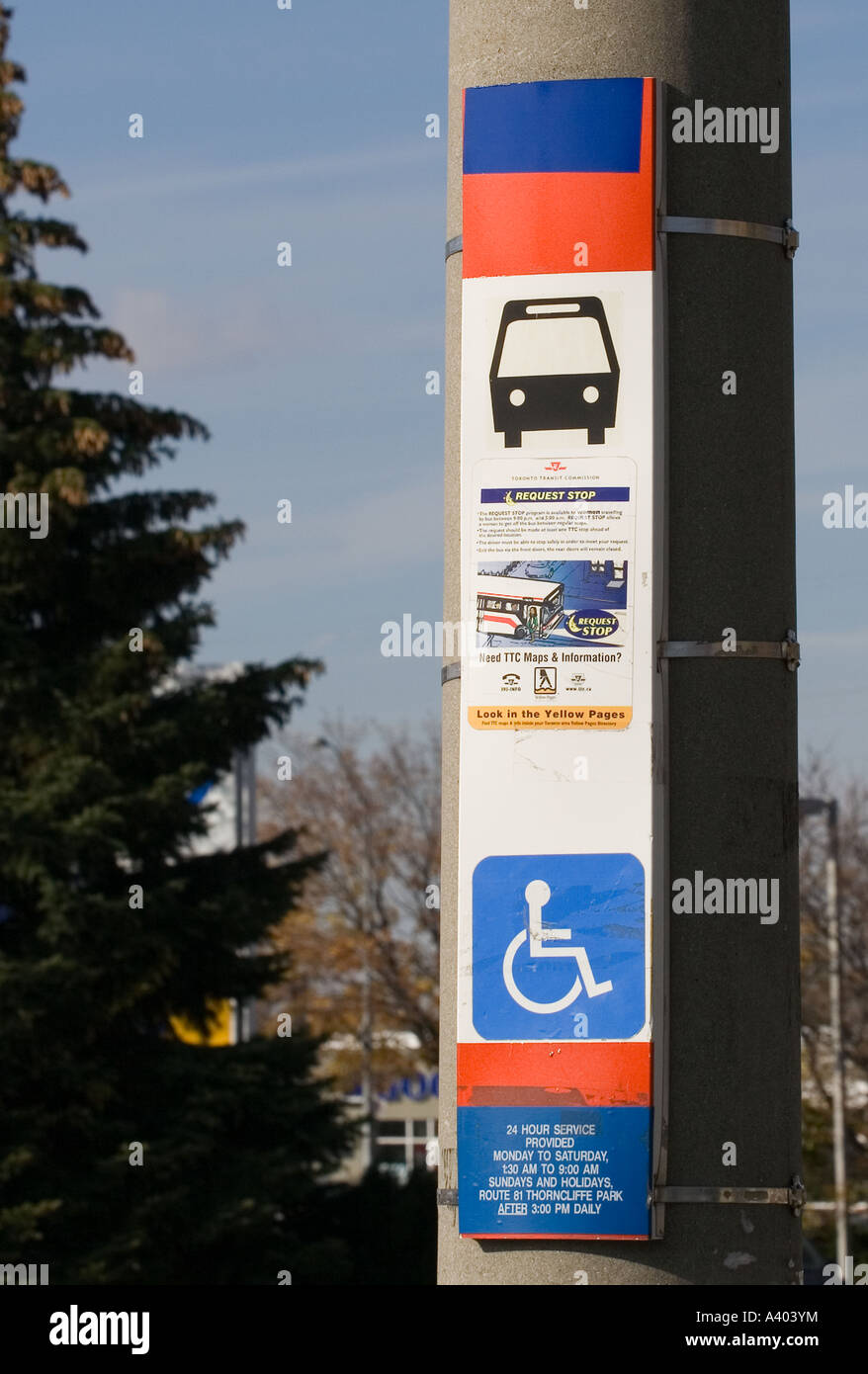 Canadian bus stop sign Stock Photo - Alamy