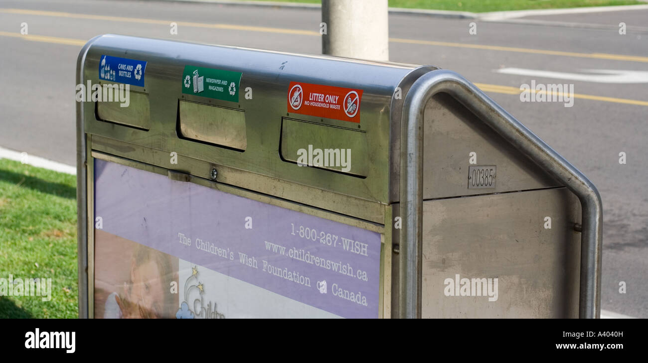 Canadian recycle street bins Stock Photo - Alamy