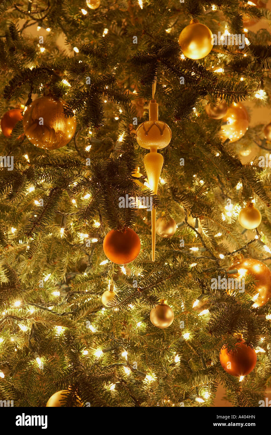 Christmas tree with lights Stock Photo - Alamy