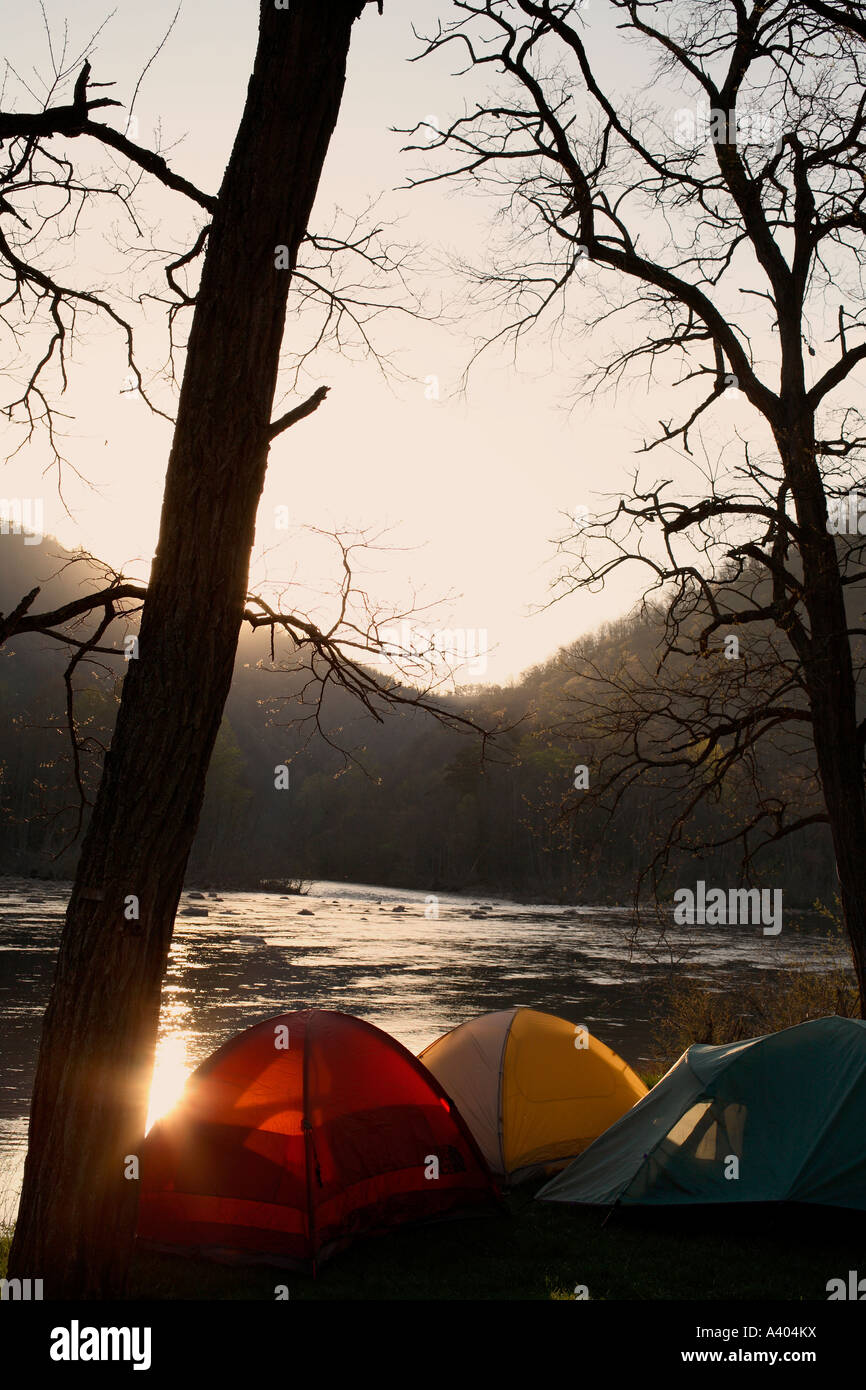 Camping riverside in the mountains Stock Photo - Alamy