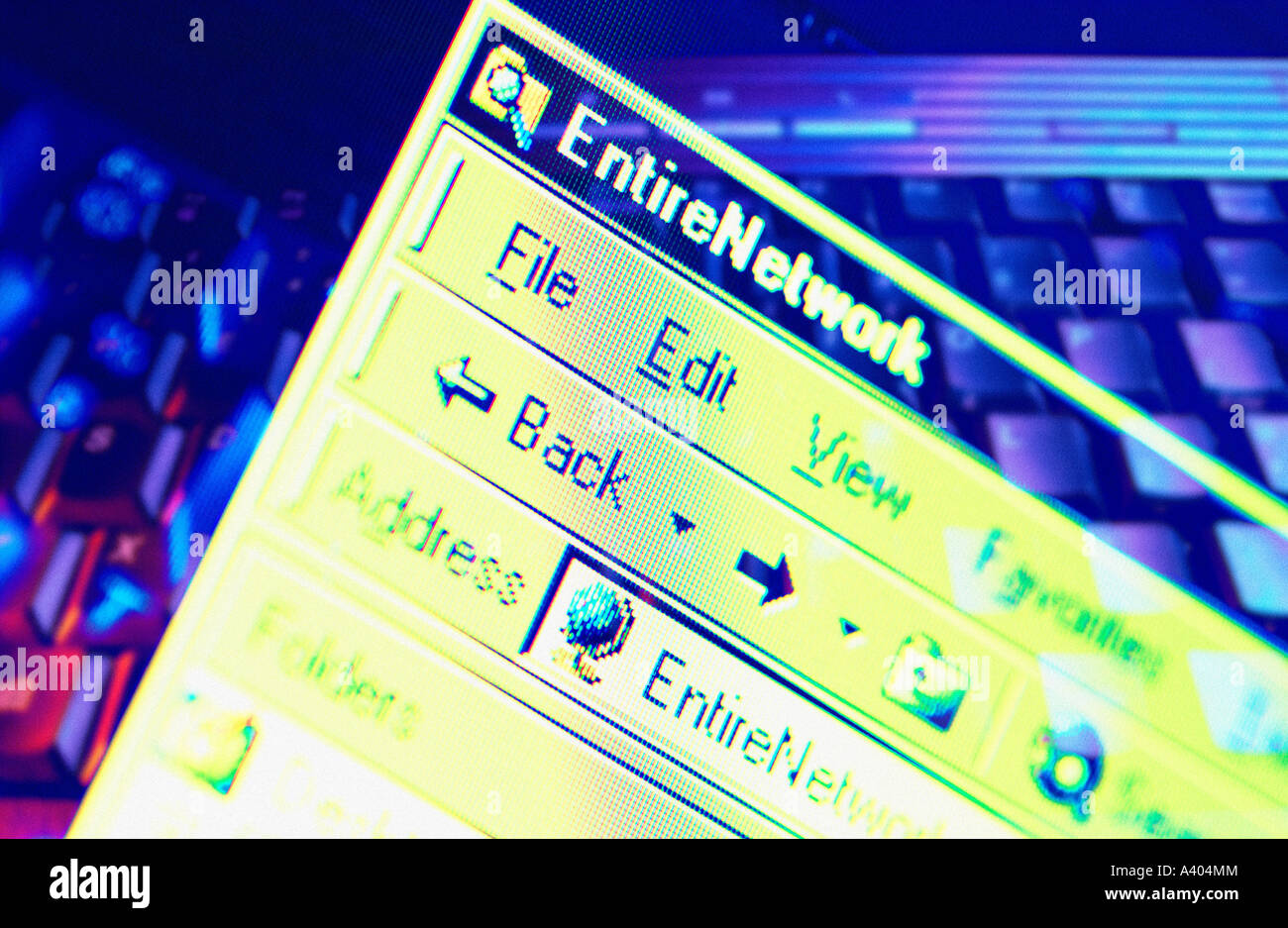 Close-up of the Entire Network screen on PC with the keyboard in the ...