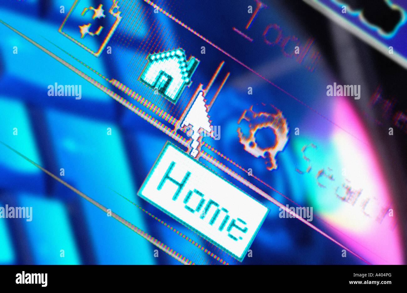 Close-up of a computer screen showing Internet Explorer and the home ...