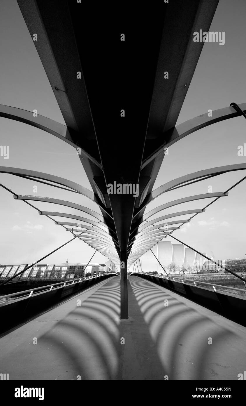 Mono Bells Bridge Glasgow and SECC from River Clyde Glasgow Scotland UK ...