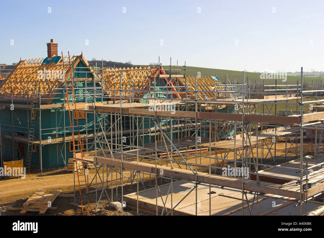 Arial view of new homes under construction Stock Photo - Alamy