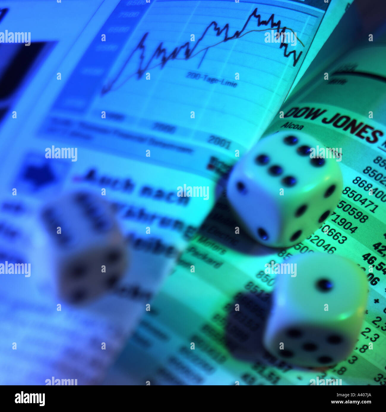 symbol dice on a contango coloured light Stock Photo - Alamy