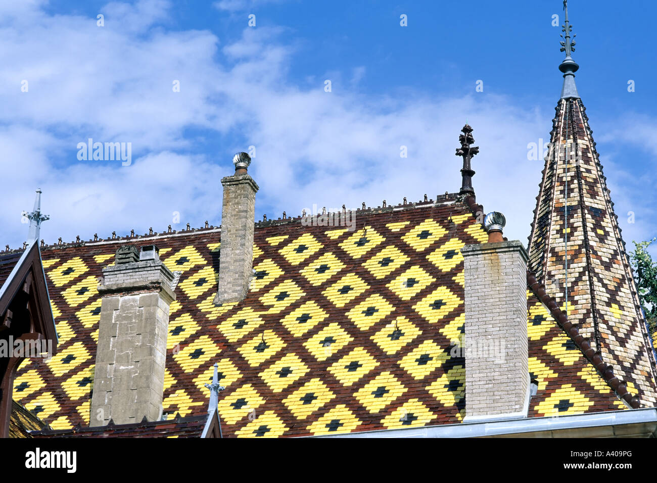 FRANCE BURGUNDY ALOXE-CORTON POLYCHROMATIC GLAZED TILES ROOFING OF ...