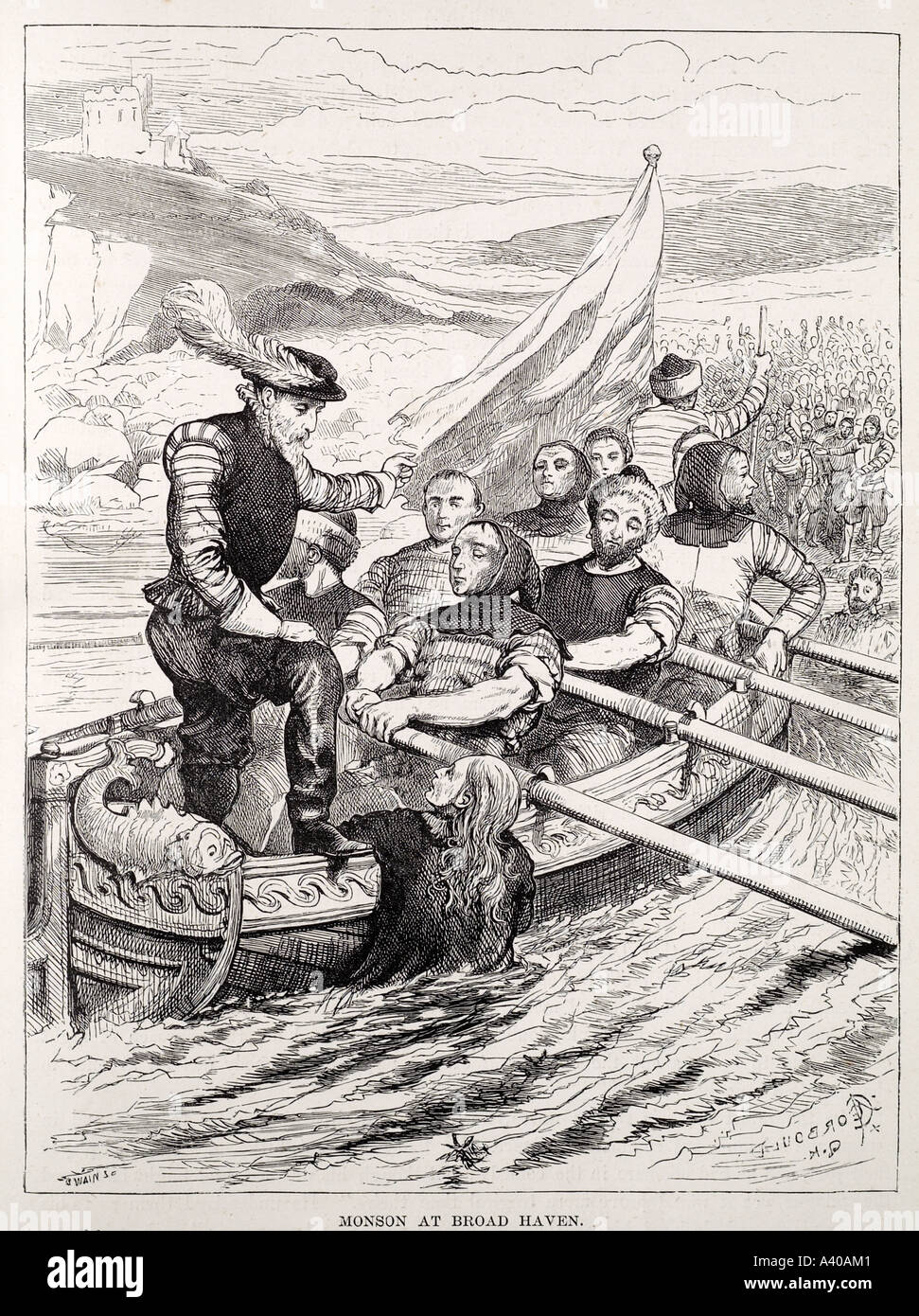 MONSON BROAD HAVEN Small boat wood timber oar row sailors captain ...