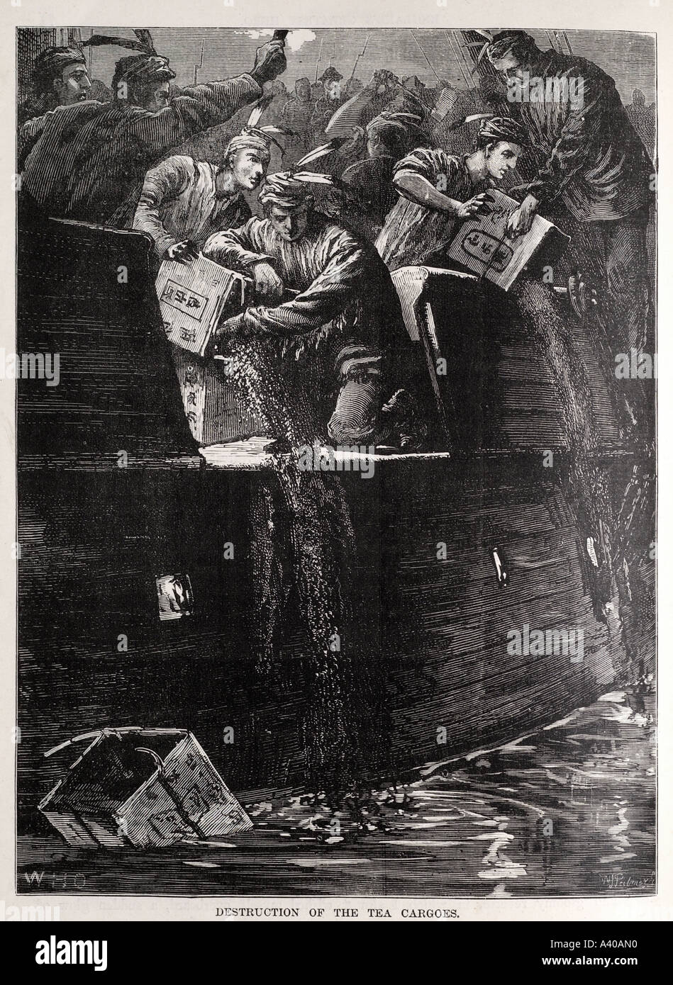 boston tea Party 1773 event Indian disguise trade commerce USA America ...