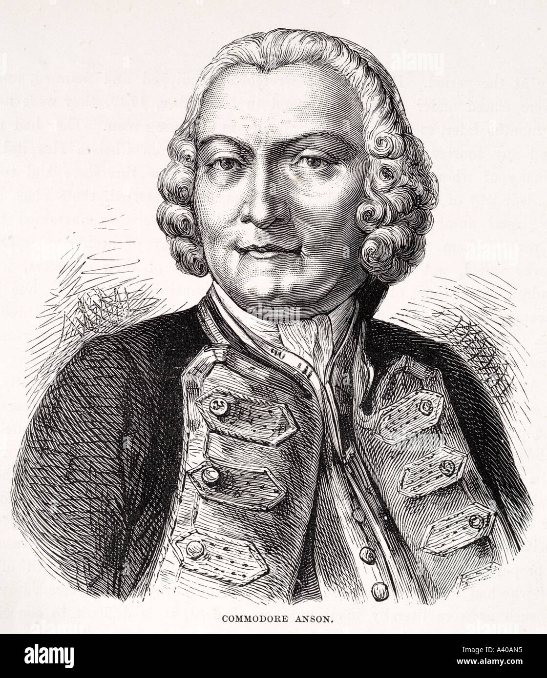 commodore anson Royal Navy portrait wig coat head shoulder sailor ...