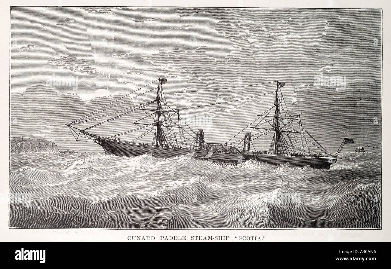 cunard scotia Steam screw propeller sail mast timber frigate boat ship ...