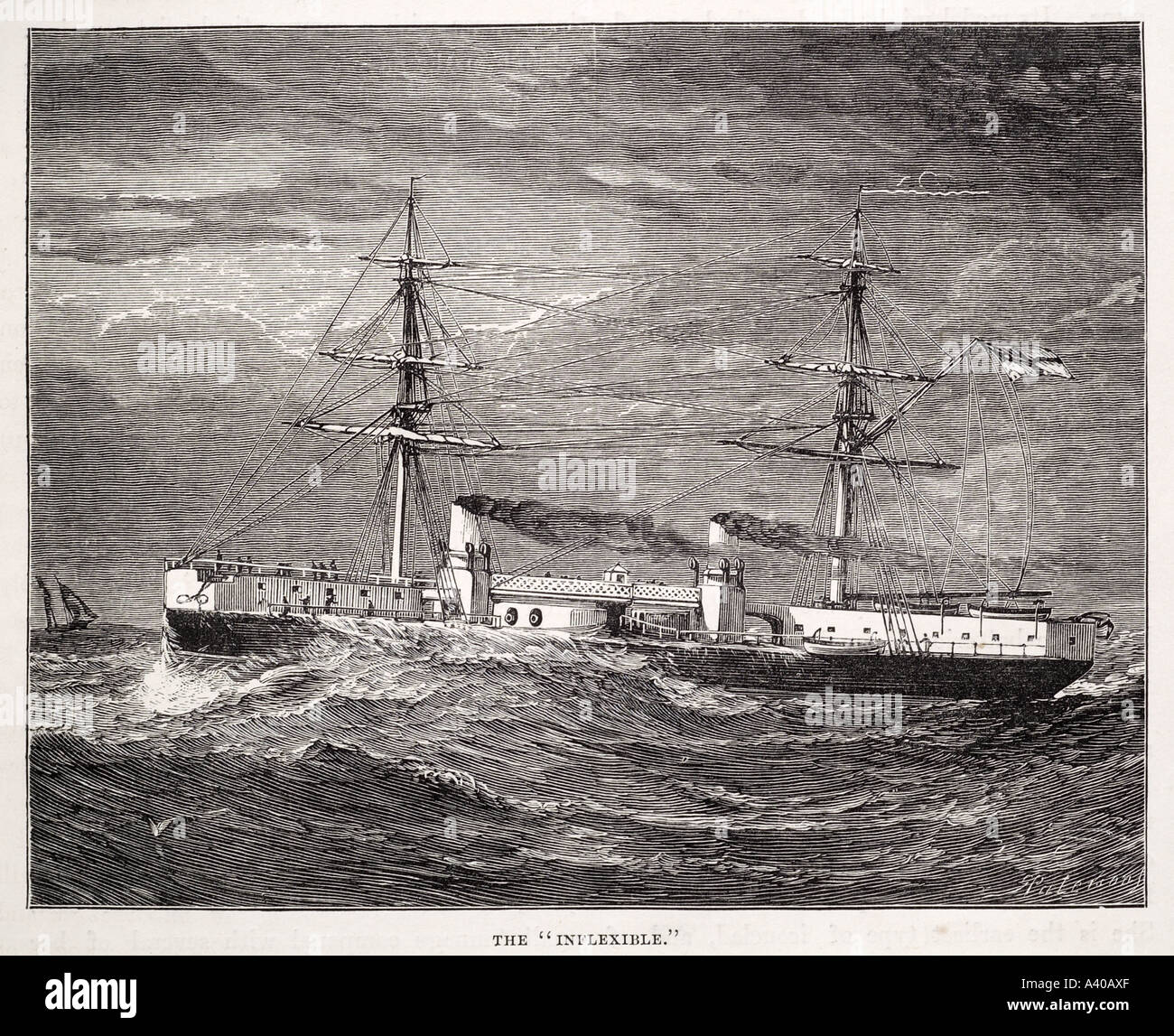 inflexible Steam screw propeller sail mast timber frigate boat ship ...