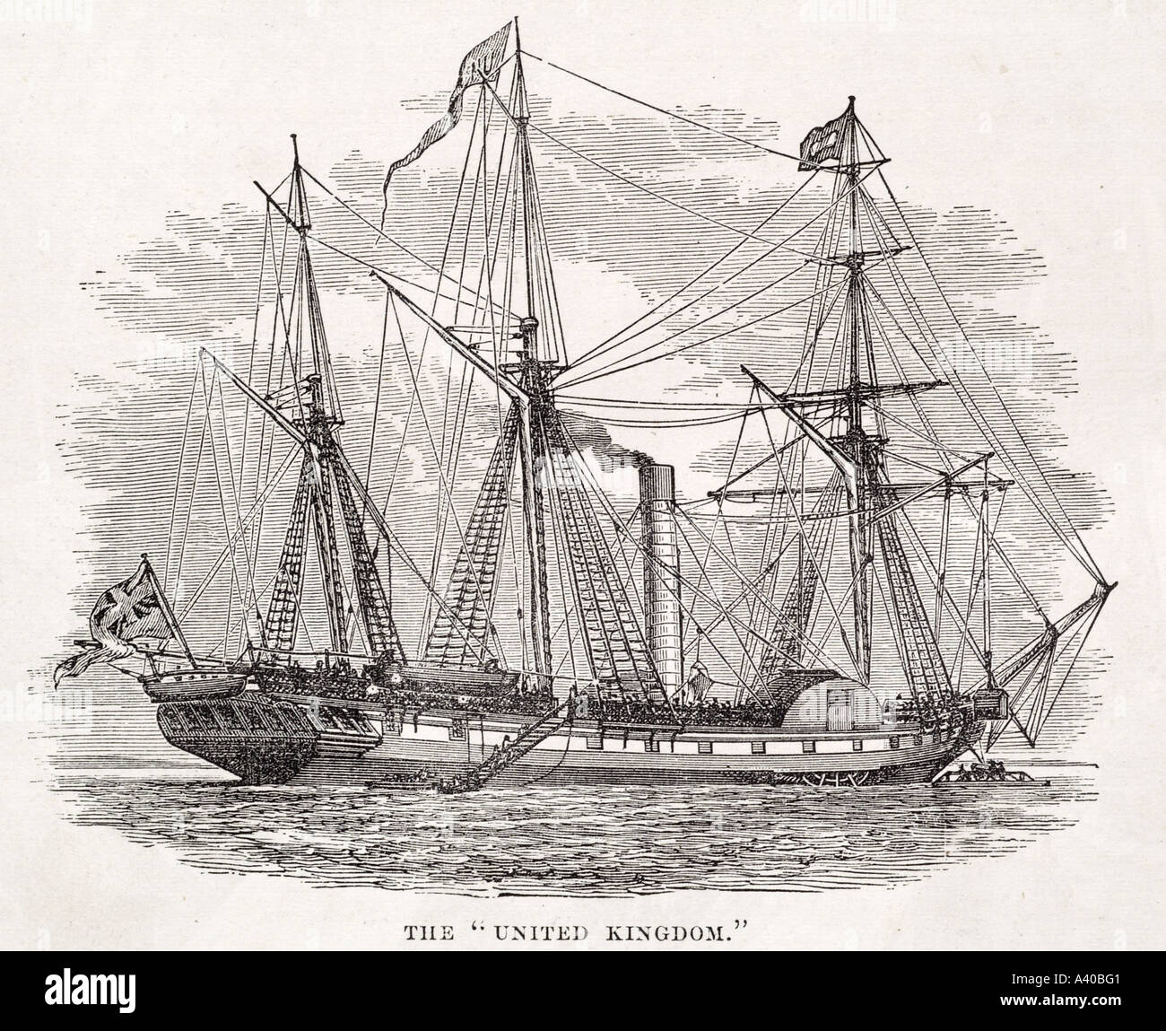 united kingdom Steam screw propeller sail mast timber frigate boat ship ...