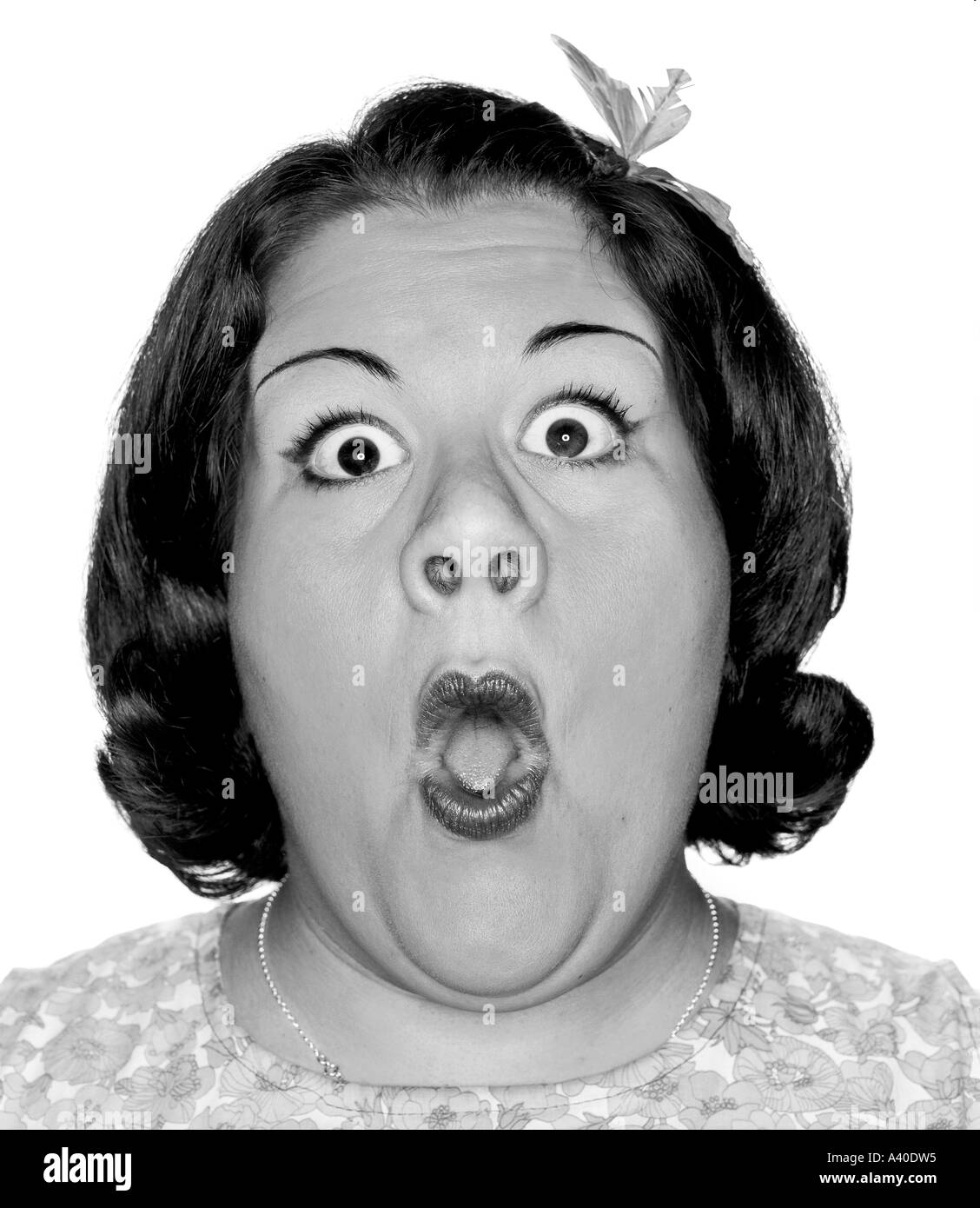 Brunette surprise Black and White Stock Photos & Images - Alamy