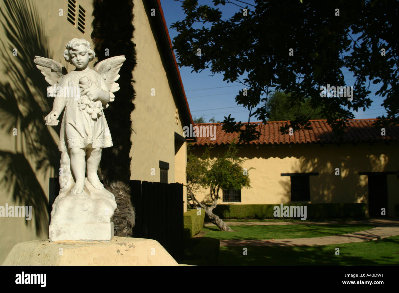 statue of an angel - Mission San Fernando Rey de España Stock Photo - Alamy