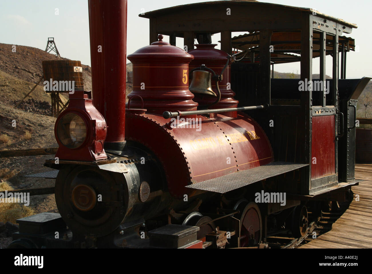Steam Locomotive inside the " ghost town " Calico Stock Photo - Alamy