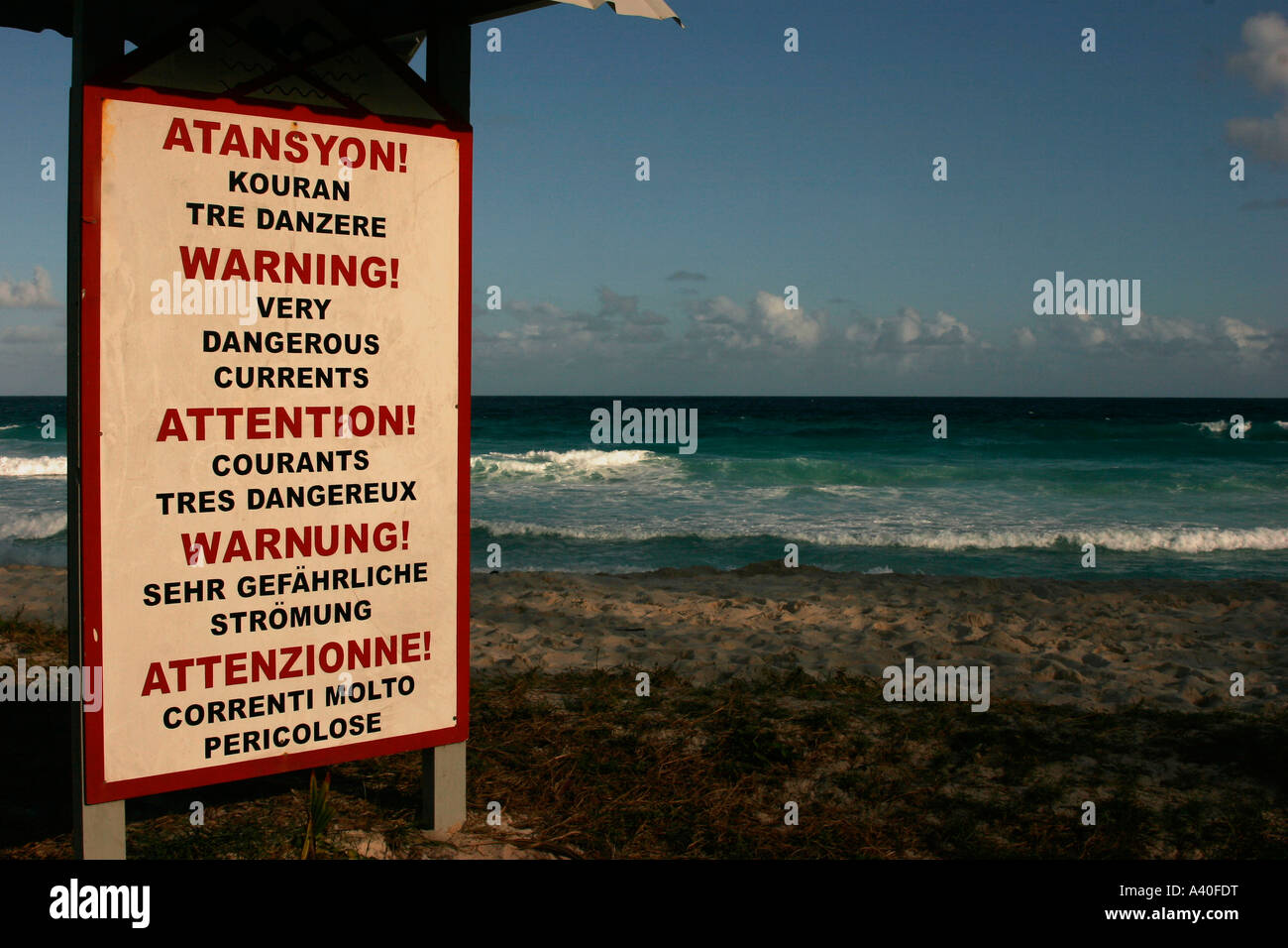 Dangerous Currents Warning Stock Photo - Alamy
