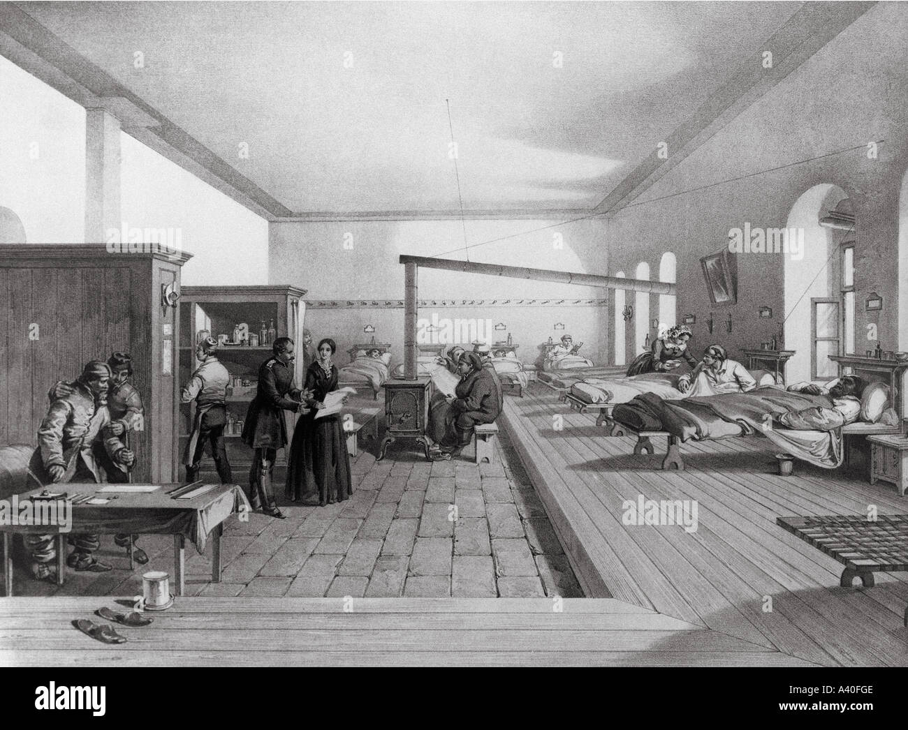 FLORENCE NIGHTINGALE in the Military Hospital at Scutari tending ...