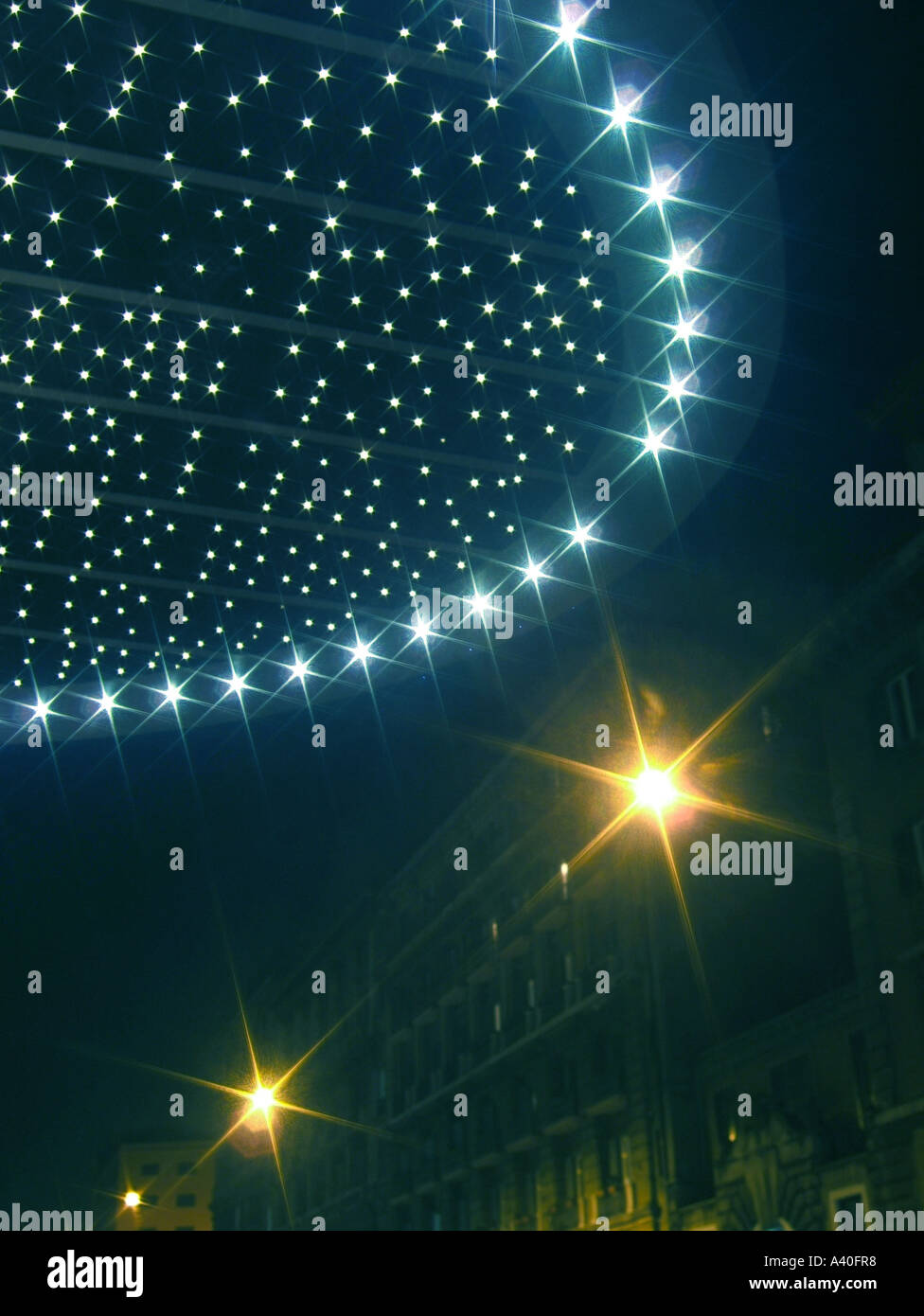 star studded building entry at night in rome Stock Photo - Alamy
