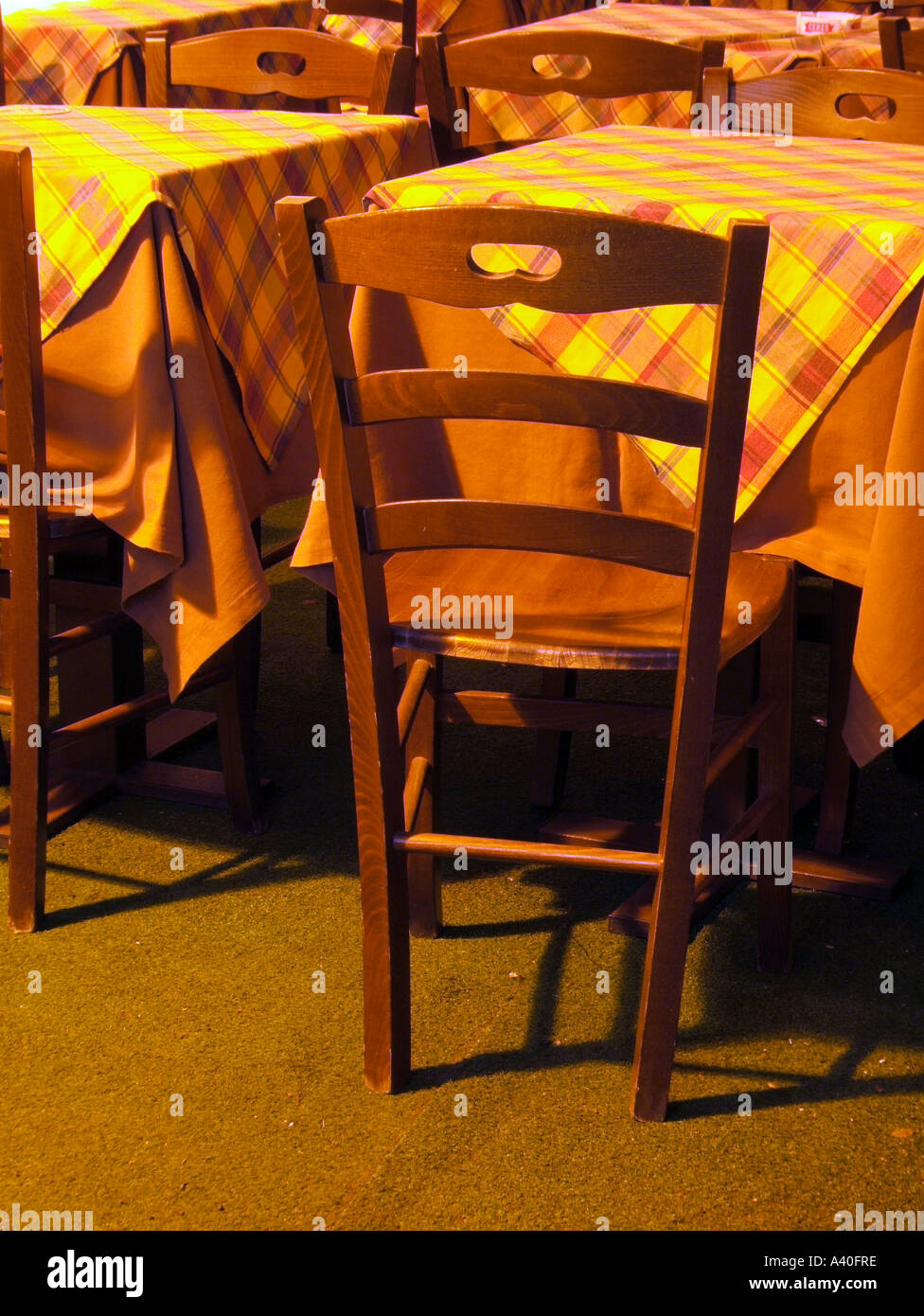 restaurant tables at night Stock Photo - Alamy