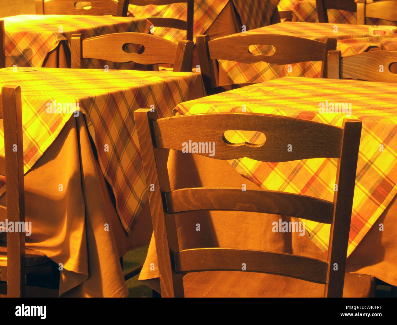 restaurant tables at night Stock Photo - Alamy