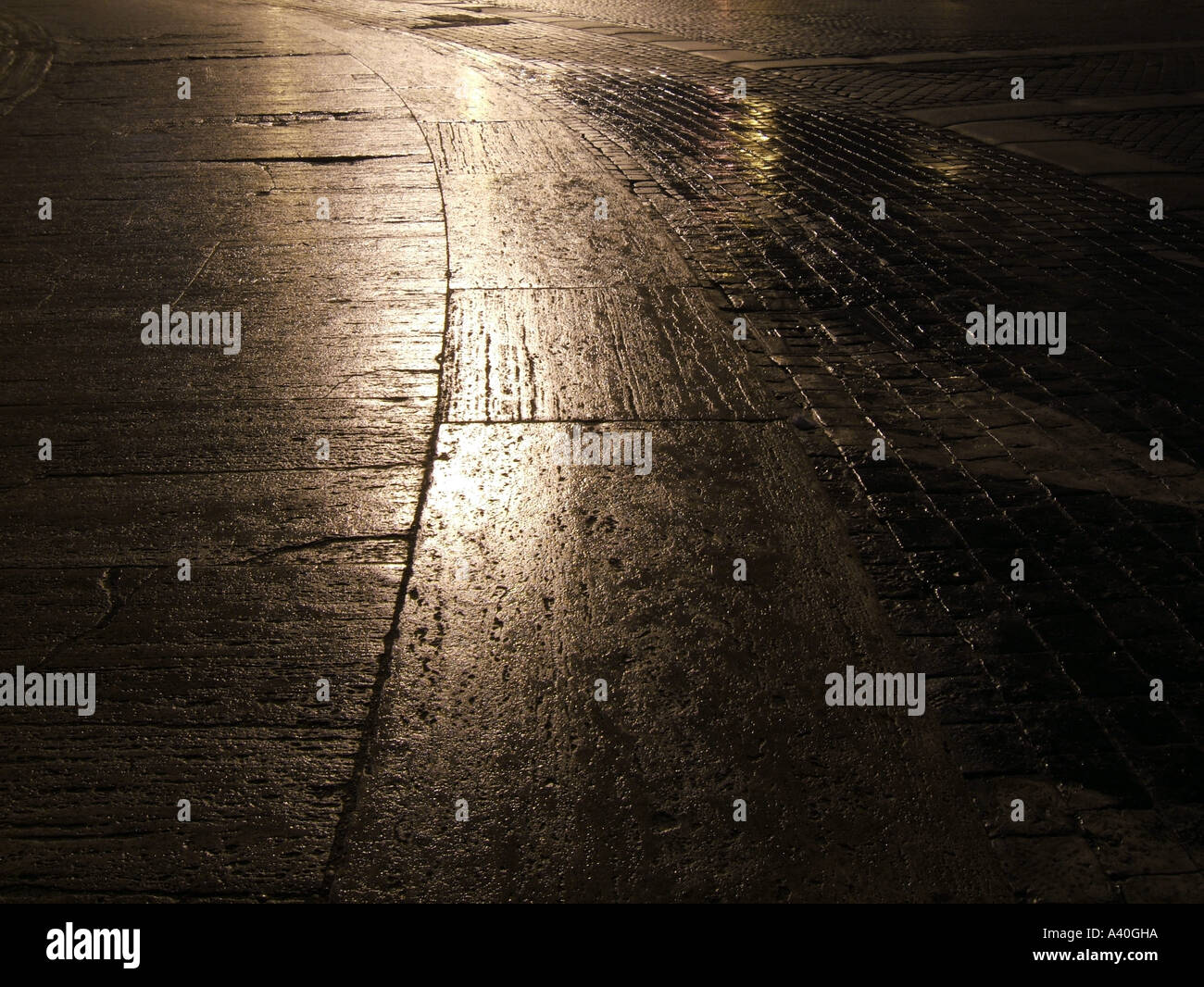 wet pavement at night Stock Photo - Alamy