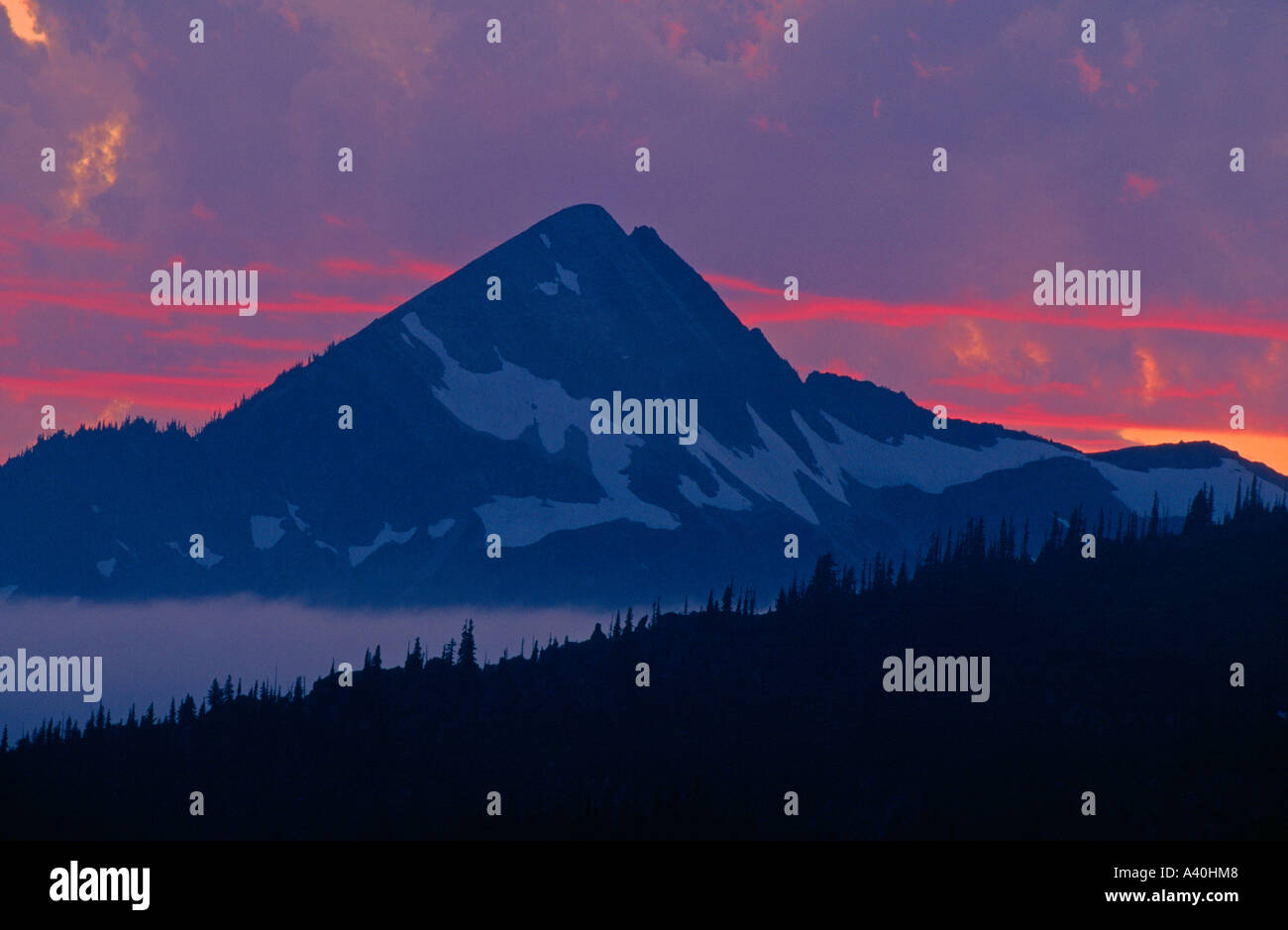 Pyramid Peak at sunset as viewed from Paradise, Mt. Rainier Nat'l Park ...