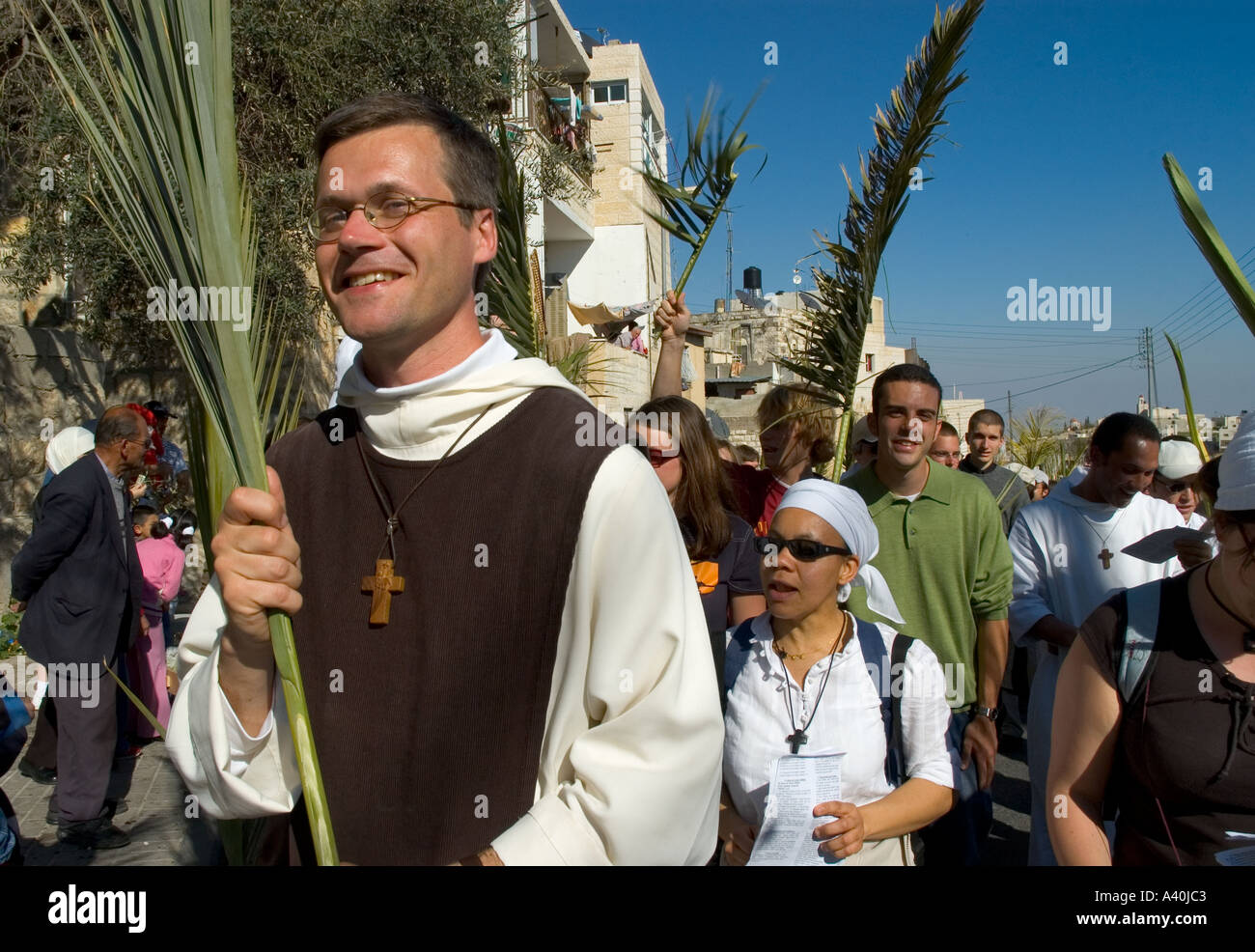 Israel Jerusalem Bethphage Palm Sunday Catholic procession French ...