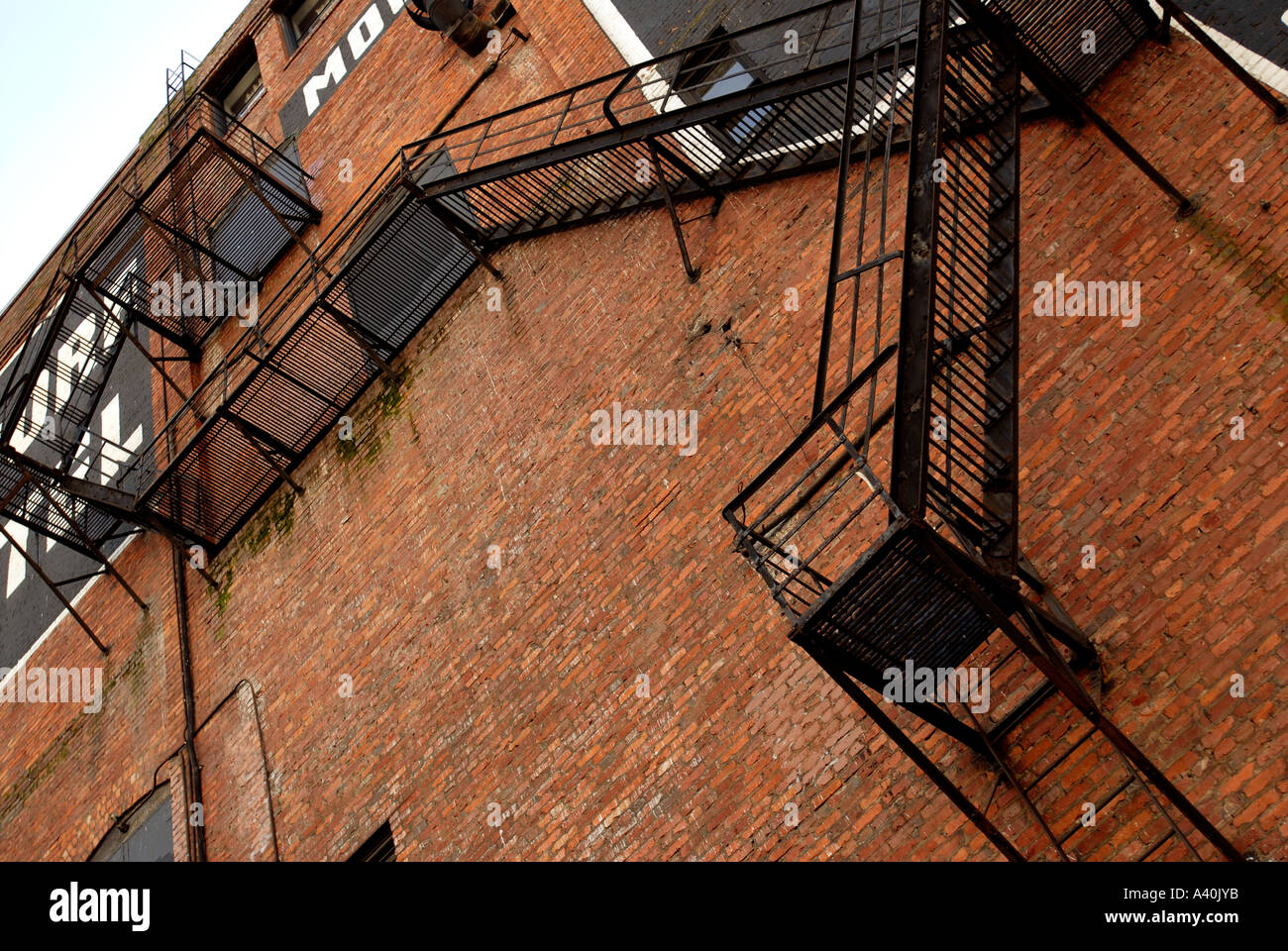 The fire escape on the back of the historic Moore Theatre in downtown ...