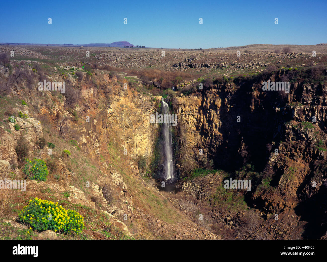 Israel Golan heights Gamla natural reserve Gamla waterfall View from ...