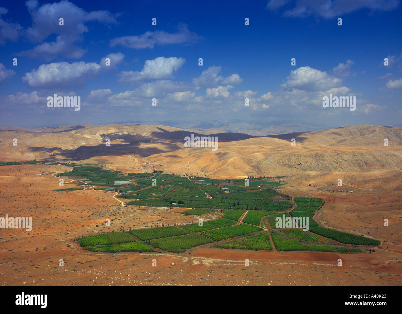 Jordan Valley Agricultural area of Jiftliq view from above with green ...