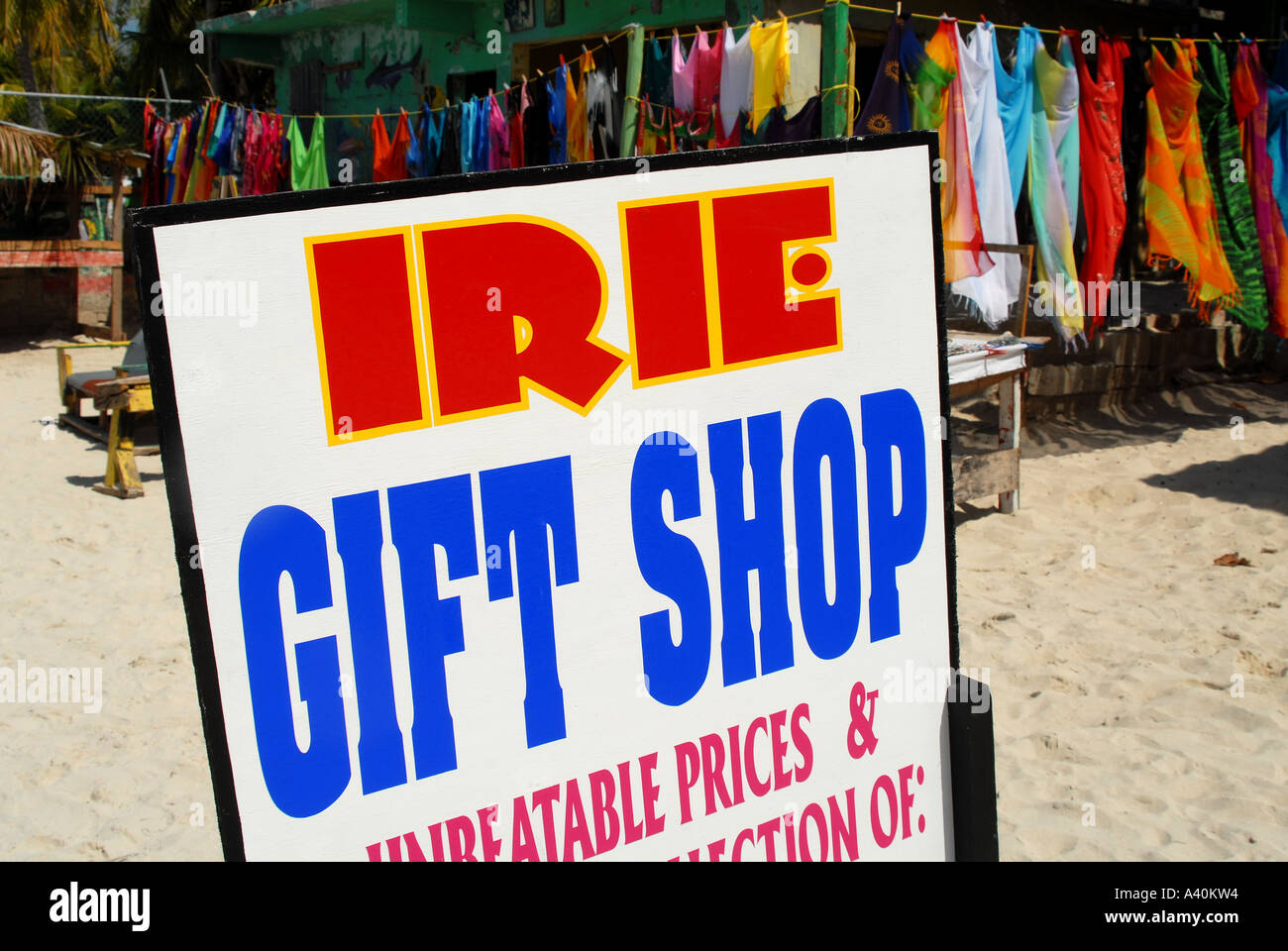 Irie gift shop sign, Negril, Jamaica Stock Photo - Alamy