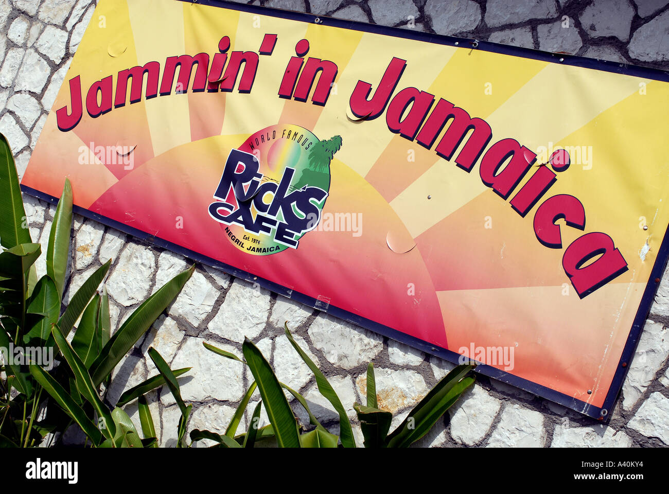Sign at Rick s Cafe Negril Jamaica Stock Photo - Alamy