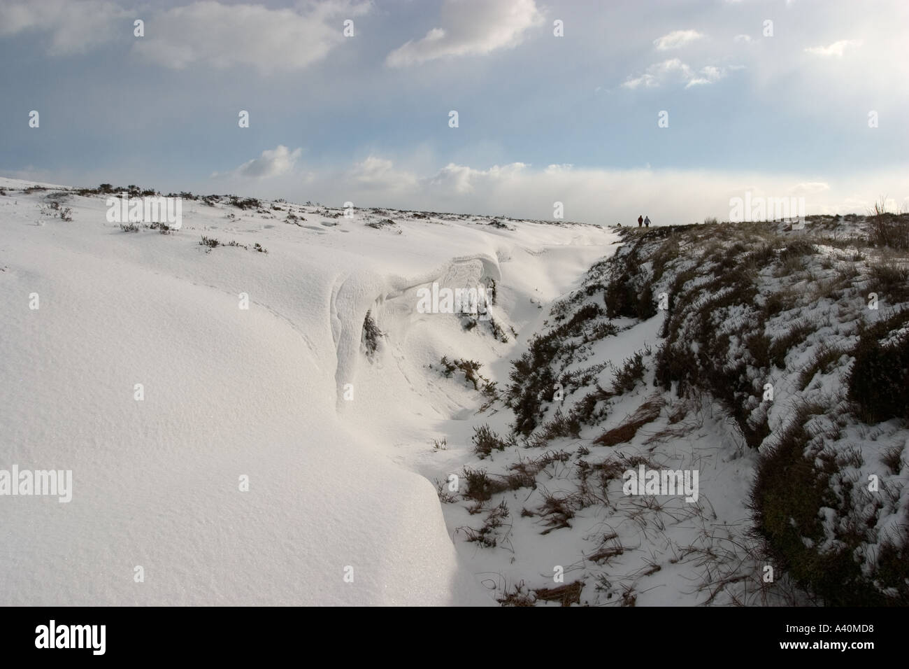 Snow at Cat Fiddle Cheshire between Buxton and Macclesfield Stock Photo ...